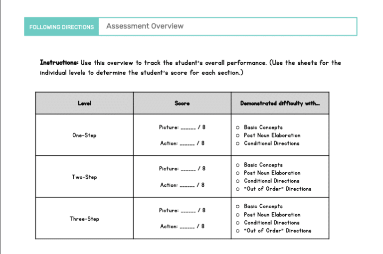 Following Simple Directions: Speech Therapy Activities & Worksheets ...