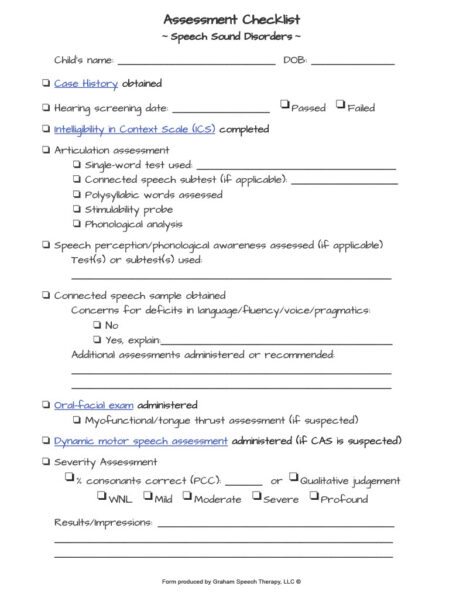 assesment checklist | SLP Now®